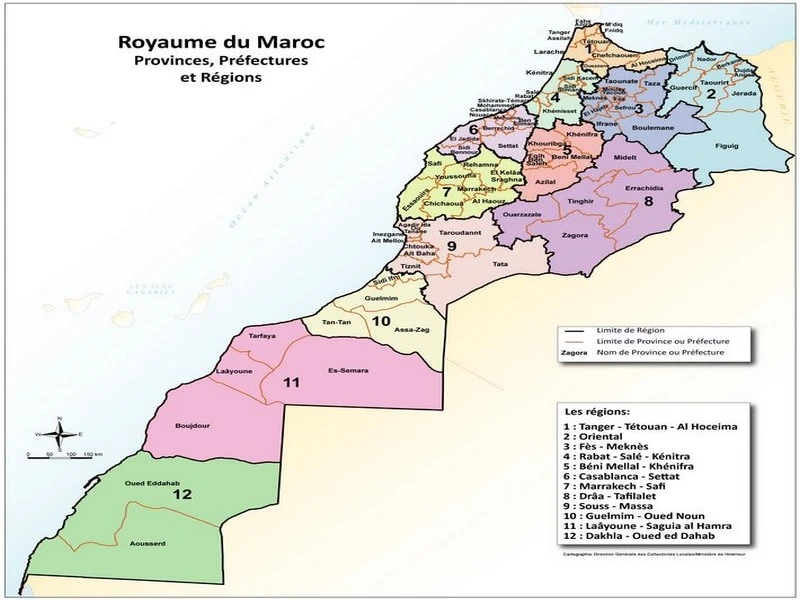 Carte Régions Préfectures Maroc | Portailsudmaroc